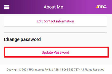 Change your password in My Account | TPG Support