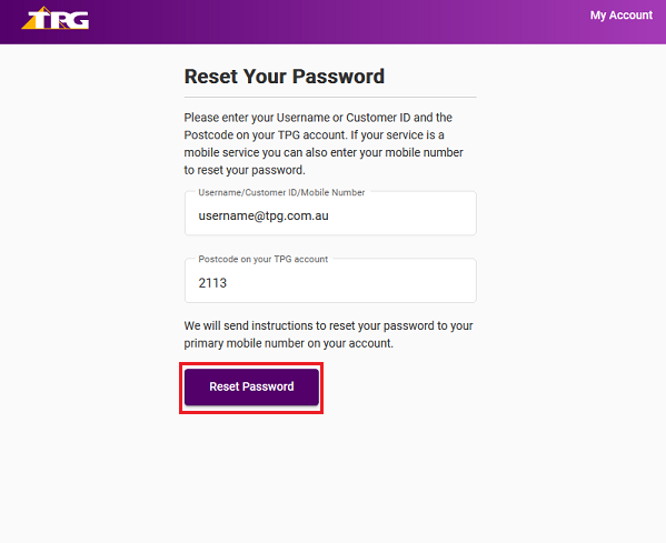 How to reset password for your TPG login | TPG Support