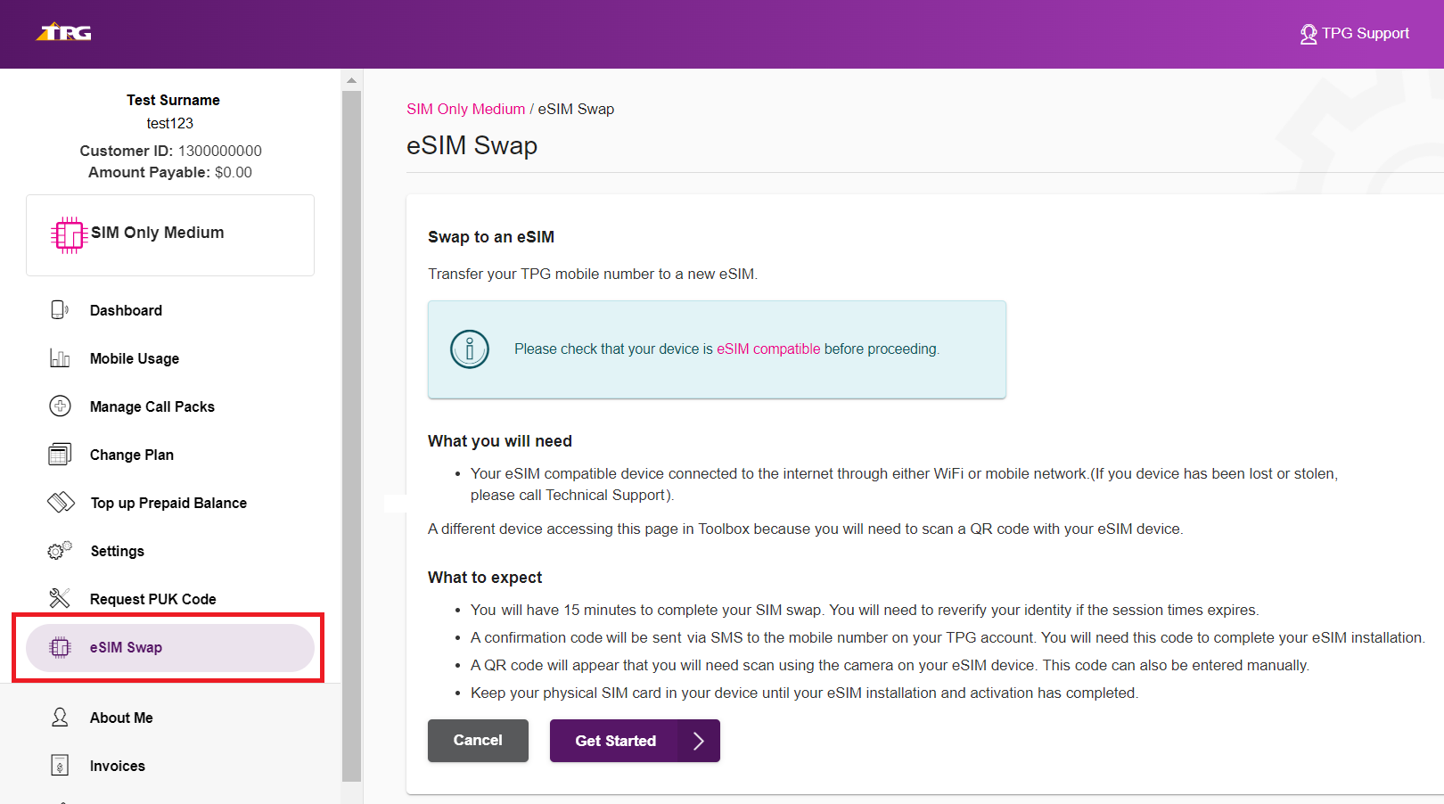 eSIM Swaps | TPG Support
